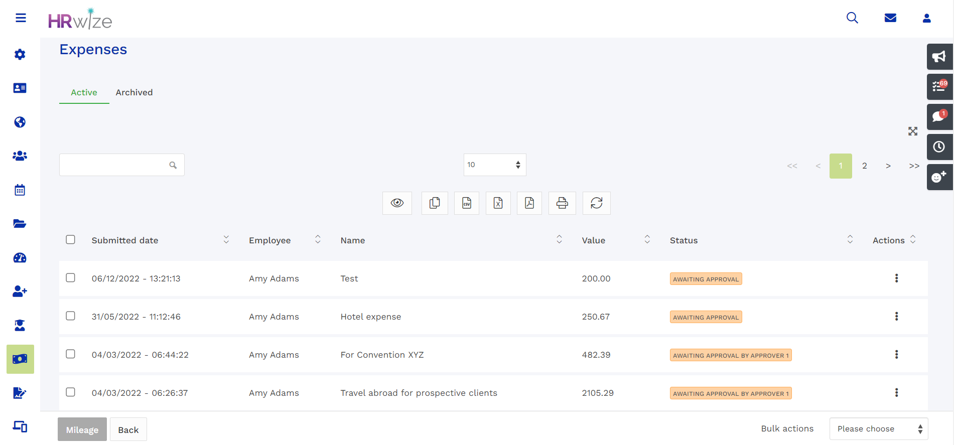 Timesheets and Expenses | HRIS Platform Solution | HRWize